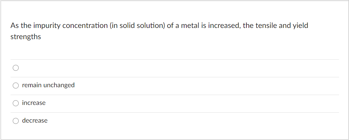Solved As the impurity concentration (in solid solution) of | Chegg.com