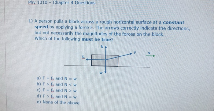 Solved Phy 1010 -Chapter 4 Questions 1) A person pulls a | Chegg.com