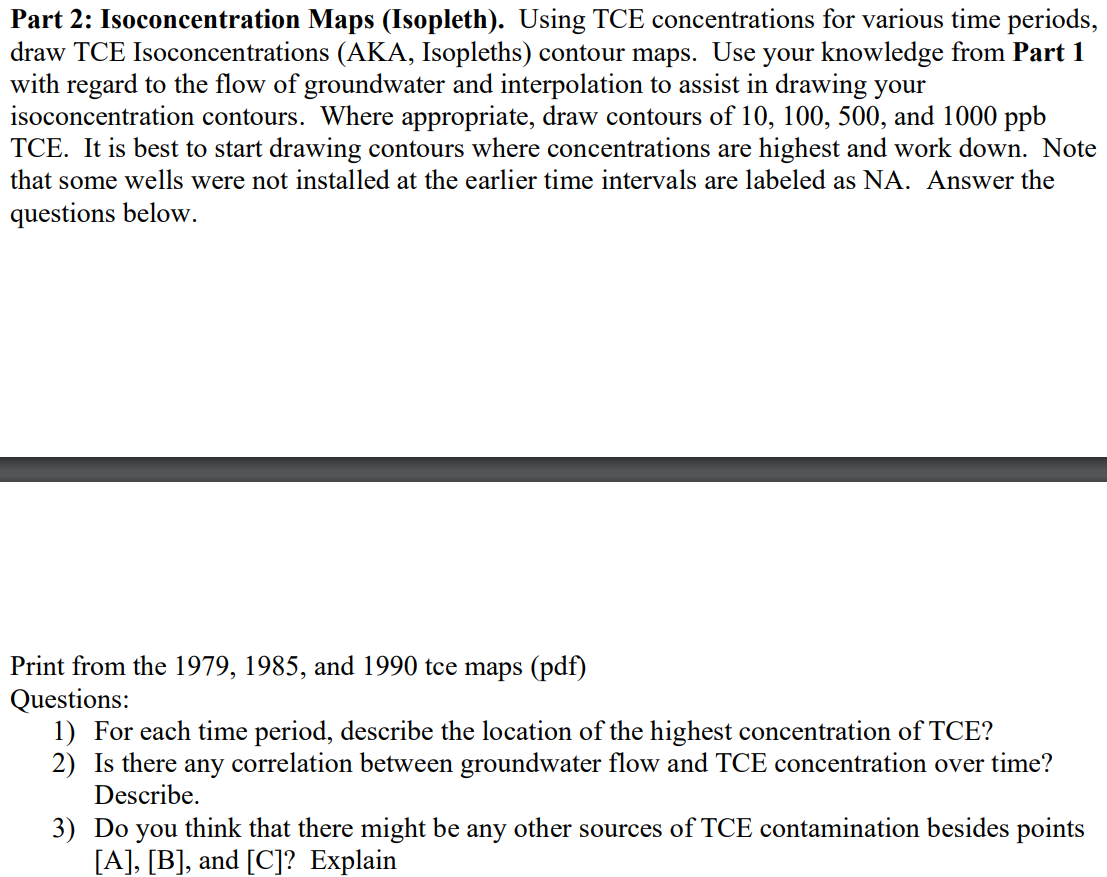 Part 2: Isoconcentration Maps (Isopleth). Using TCE | Chegg.com
