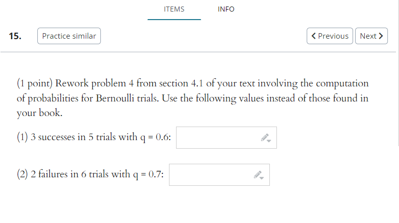 Solved (1 point) Rework problem 4 from section 4.1 of your | Chegg.com