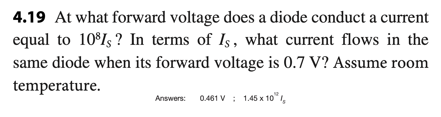 Solved 4.19 At what forward voltage does a diode conduct a | Chegg.com