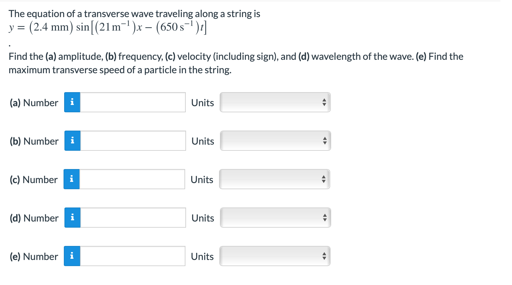 Solved The equation of a transverse wave traveling along a | Chegg.com