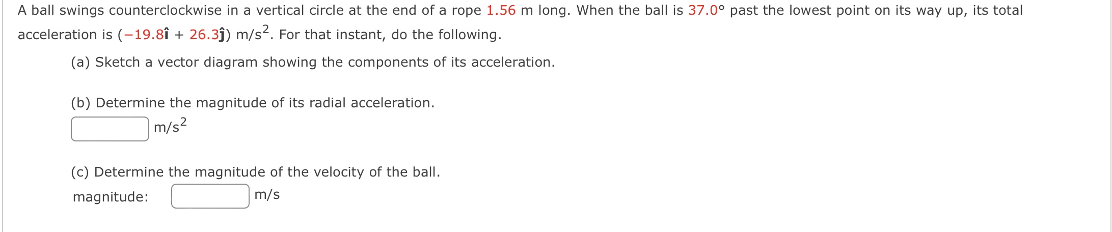 Solved A ball swings counterclockwise in a vertical circle | Chegg.com