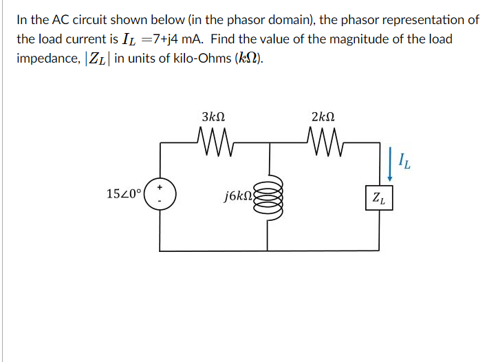 Solved In the AC circuit shown below (in the phasor domain), | Chegg.com