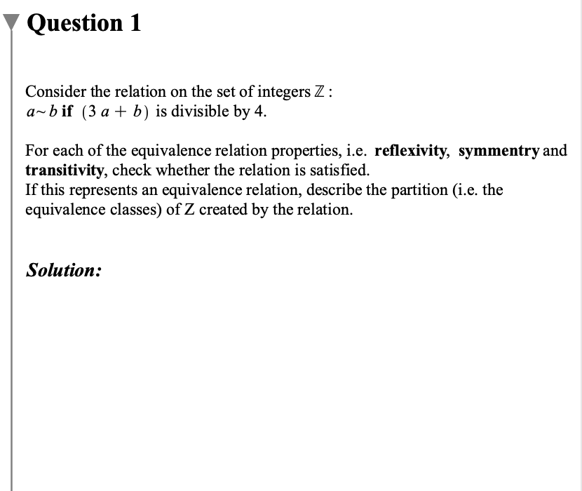 Solved Question 1Consider the relation on the set of | Chegg.com