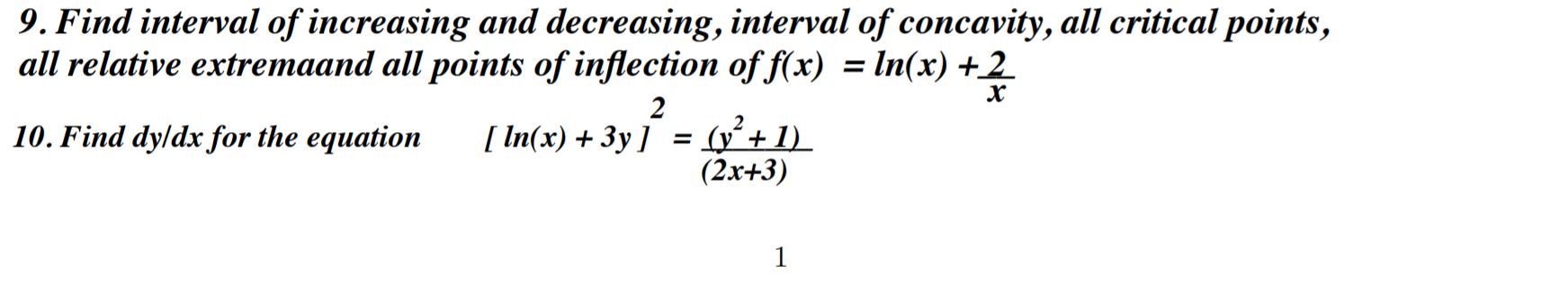 Solved 9. Find interval of increasing and decreasing, | Chegg.com