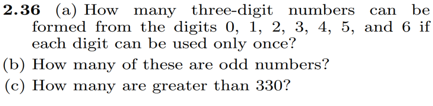 Solved 2.36 (a) How many three-digit numbers can be formed | Chegg.com