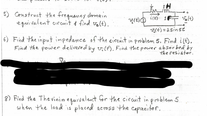 Solved in von 5) Construct the frequency domain equivalent | Chegg.com