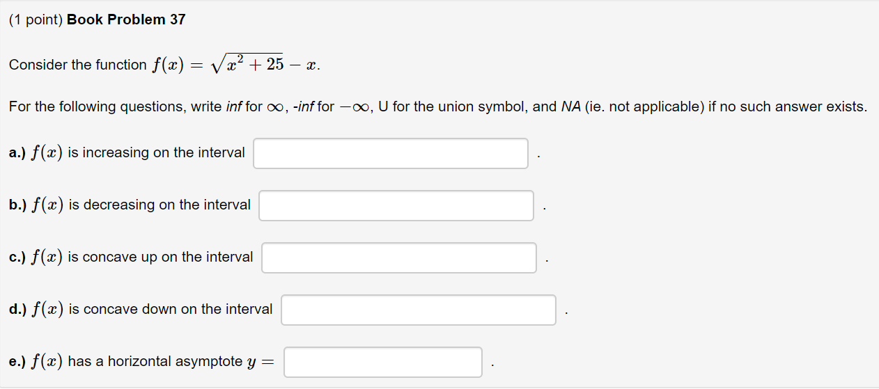 Solved (1 point) Book Problem 37 Consider the function f(x) | Chegg.com