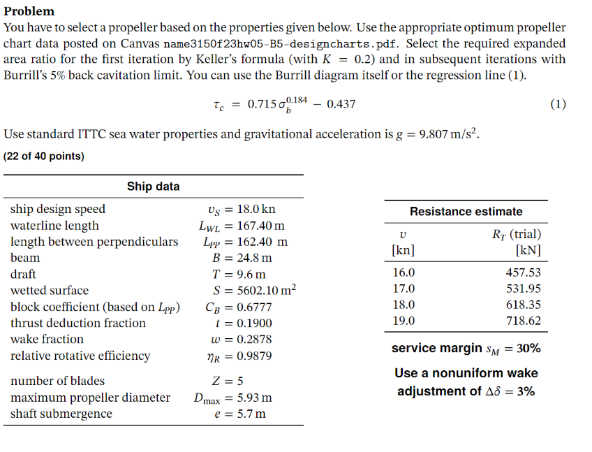 Solved You have to select a propeller based on the | Chegg.com