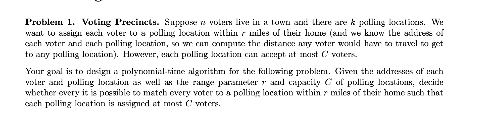 Solved Problem 1. Voting Precincts. Suppose n voters live in | Chegg.com