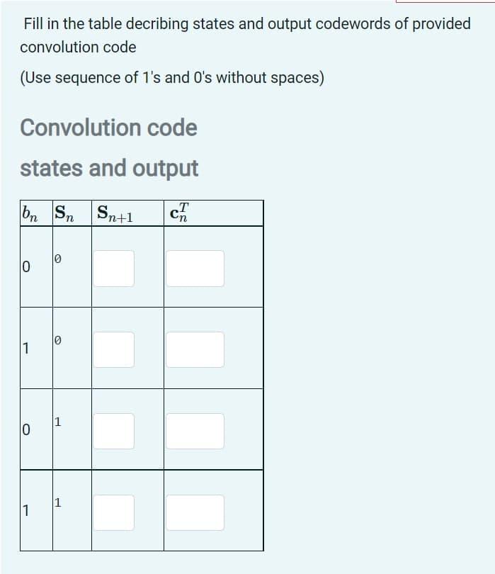 Solved - Assume convolutional code given by matrices GT = | Chegg.com
