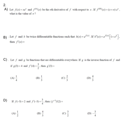 Solved 2. A) Let f(x)= xe" and f("(x) be the nth derivative | Chegg.com