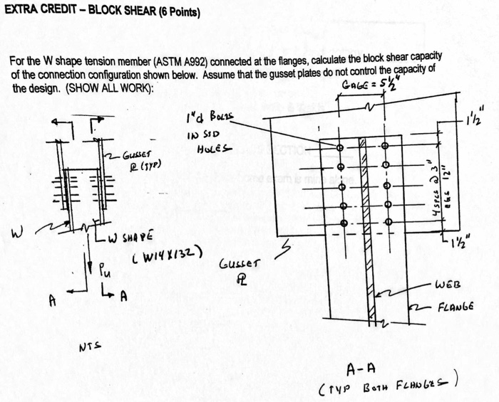 Solved For the W shape tension member (ASTM A992) connected | Chegg.com
