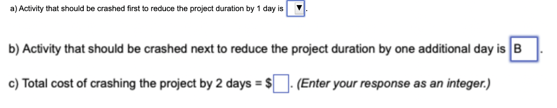 Solved Part 1 Three activities are candidates for crashing | Chegg.com
