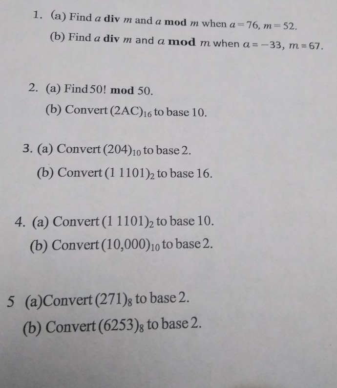 Solved 6. ) Convert 10 1O1Da to base B (to) Convert (110 | Chegg.com