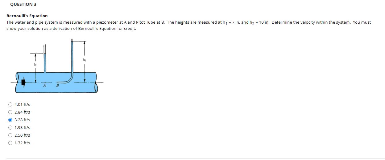 Solved QUESTION 3Bernoulli's EquationThe water and pipe | Chegg.com