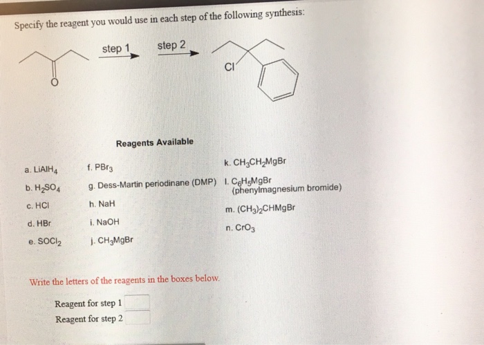 Solved Specify the reagent you would use m each step of the | Chegg.com
