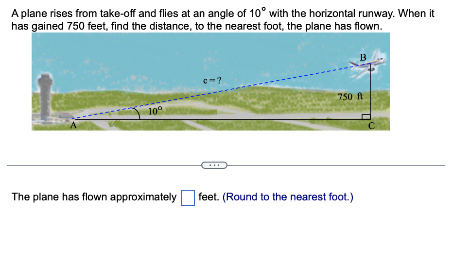 Solved A plane rises from take-off and flies at an angle of | Chegg.com
