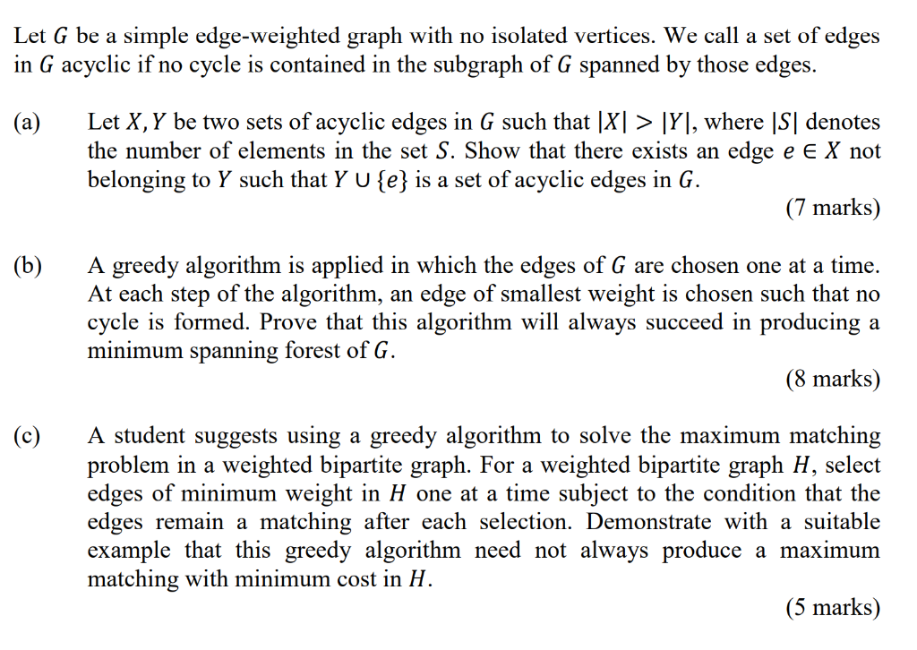 Solved Let G be a simple edge-weighted graph with no | Chegg.com