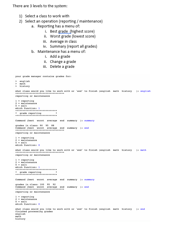 Solved Write a student grade management system. Grades will | Chegg.com