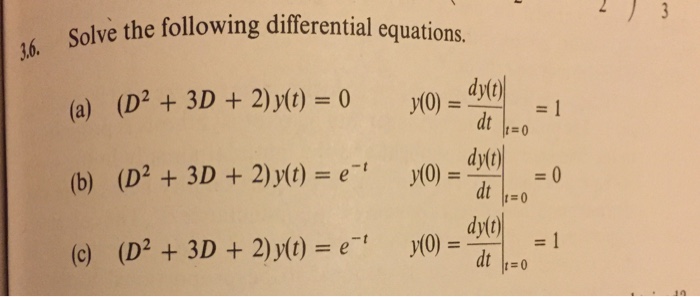 Solved e the following differential equations. dy(t) dt | Chegg.com