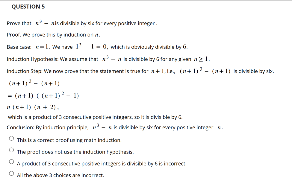 Solved Prove that n3−n is divisible by six for every | Chegg.com