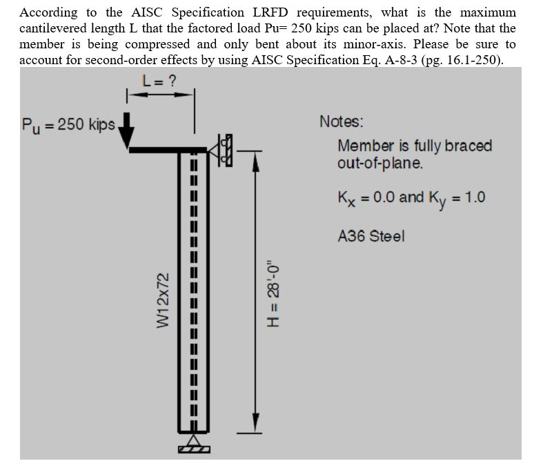 According to the AISC Specification LRFD | Chegg.com