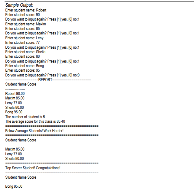 Solved Problem: Write a program that enter names of student | Chegg.com