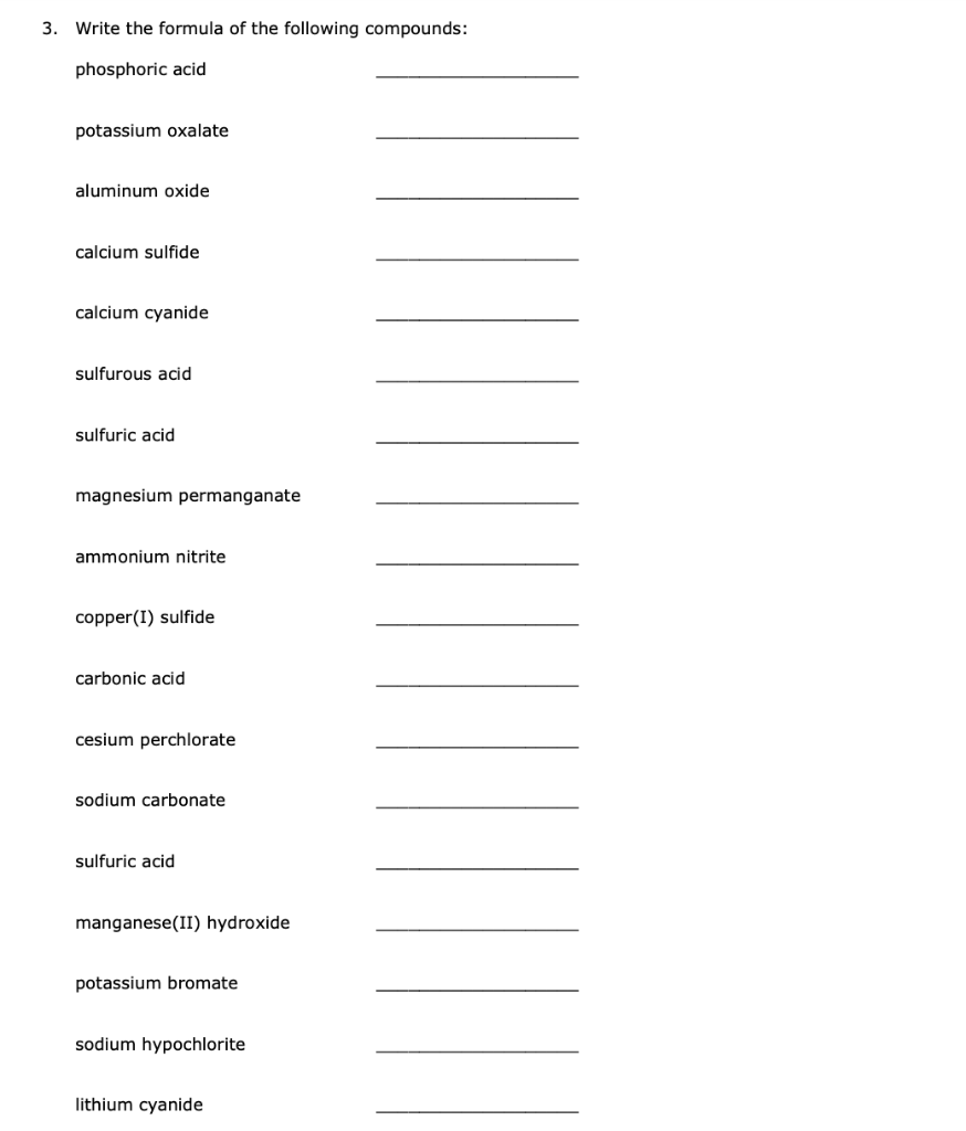 Solved Write the correct formula of the compound formed from | Chegg.com