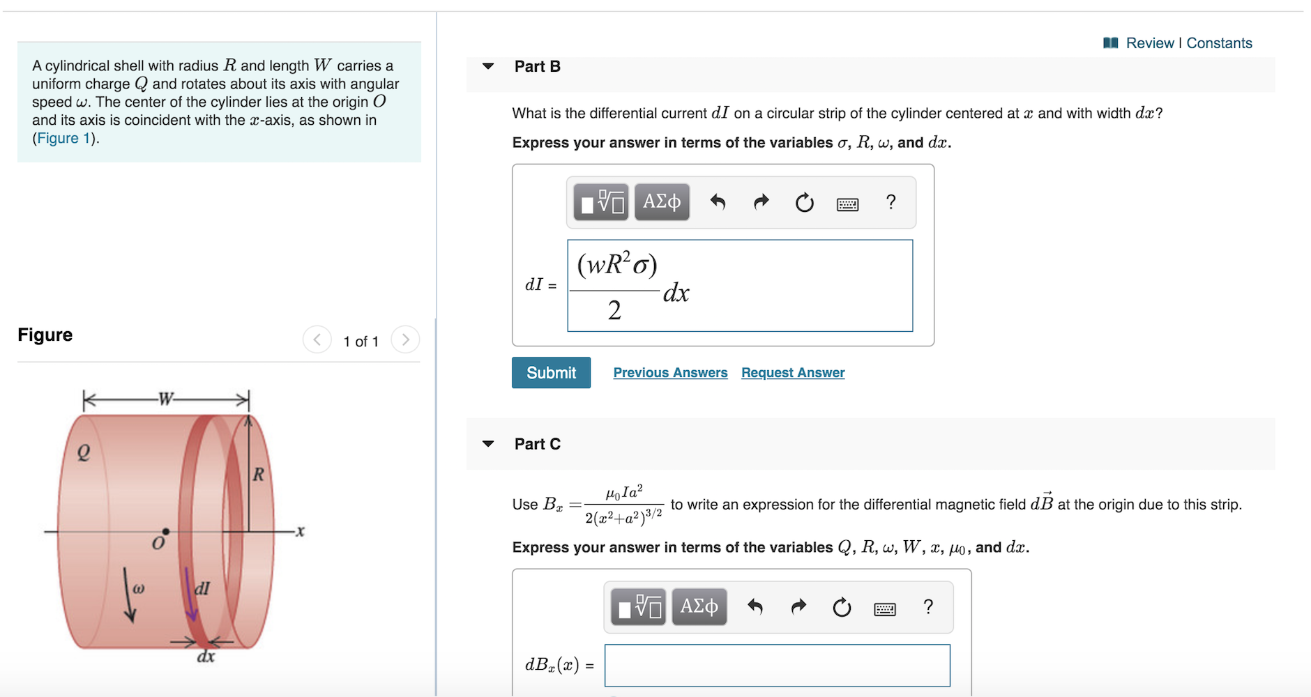 Solved A Review | Constants Part B A cylindrical shell with | Chegg.com