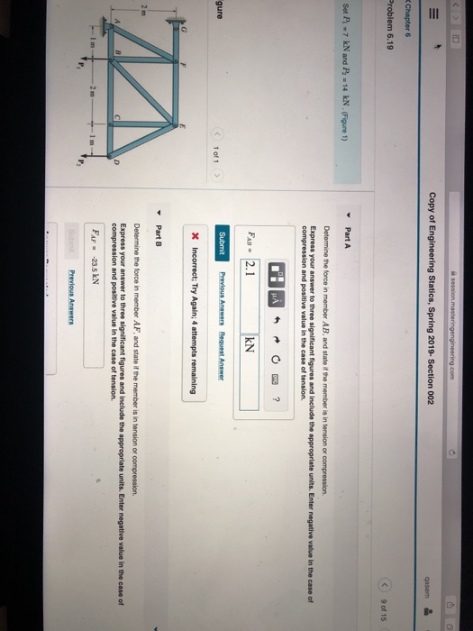 Solved Copy of Engineering Statics, Spring 2019- Section 002 | Chegg.com