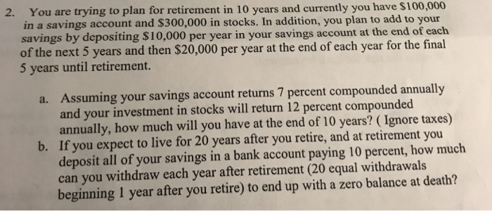 Solved You are trying to plan for retirement in 10 years and | Chegg.com