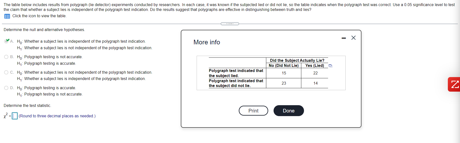 Solved The table below includes results from polygraph (lie | Chegg.com