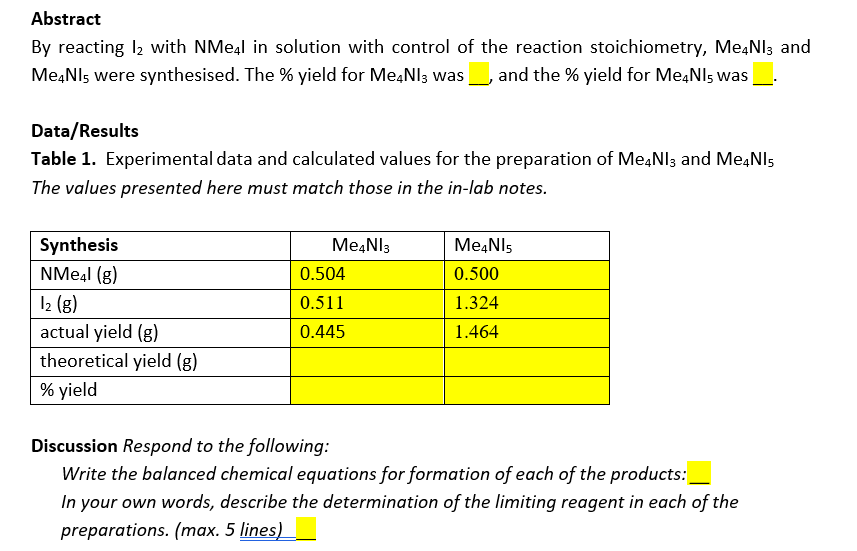 Solved Abstract By reacting I2 with NMe4l in solution with | Chegg.com
