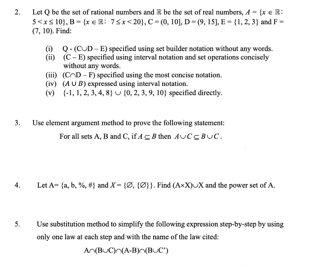 Solved 2. Let Q be the set of rational numbers and R be the | Chegg.com