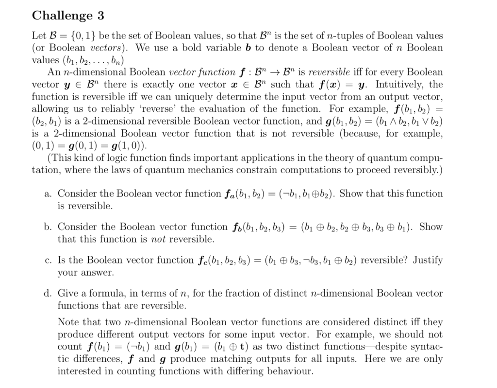Challenge 3 Let B = {0,1} be the set of Boolean | Chegg.com