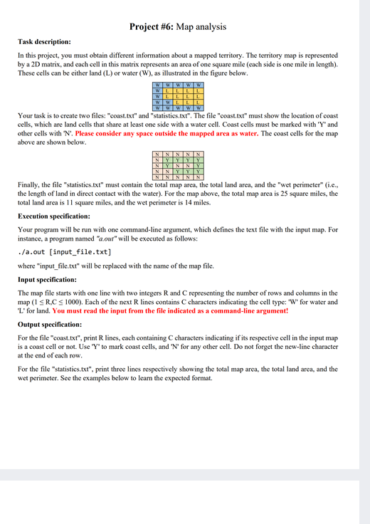 Solved Project #6: Map analysis Task description: In this | Chegg.com