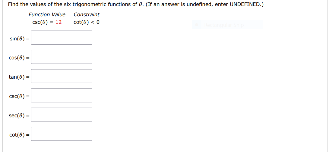 Solved Find the values of the six trigonometric functions of | Chegg.com