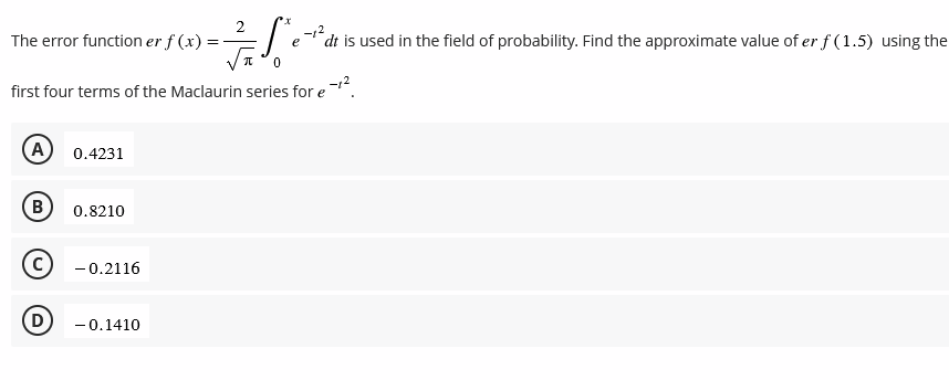 Solved The error function erf(x)=π2∫0xe−t2dt is used in the | Chegg.com