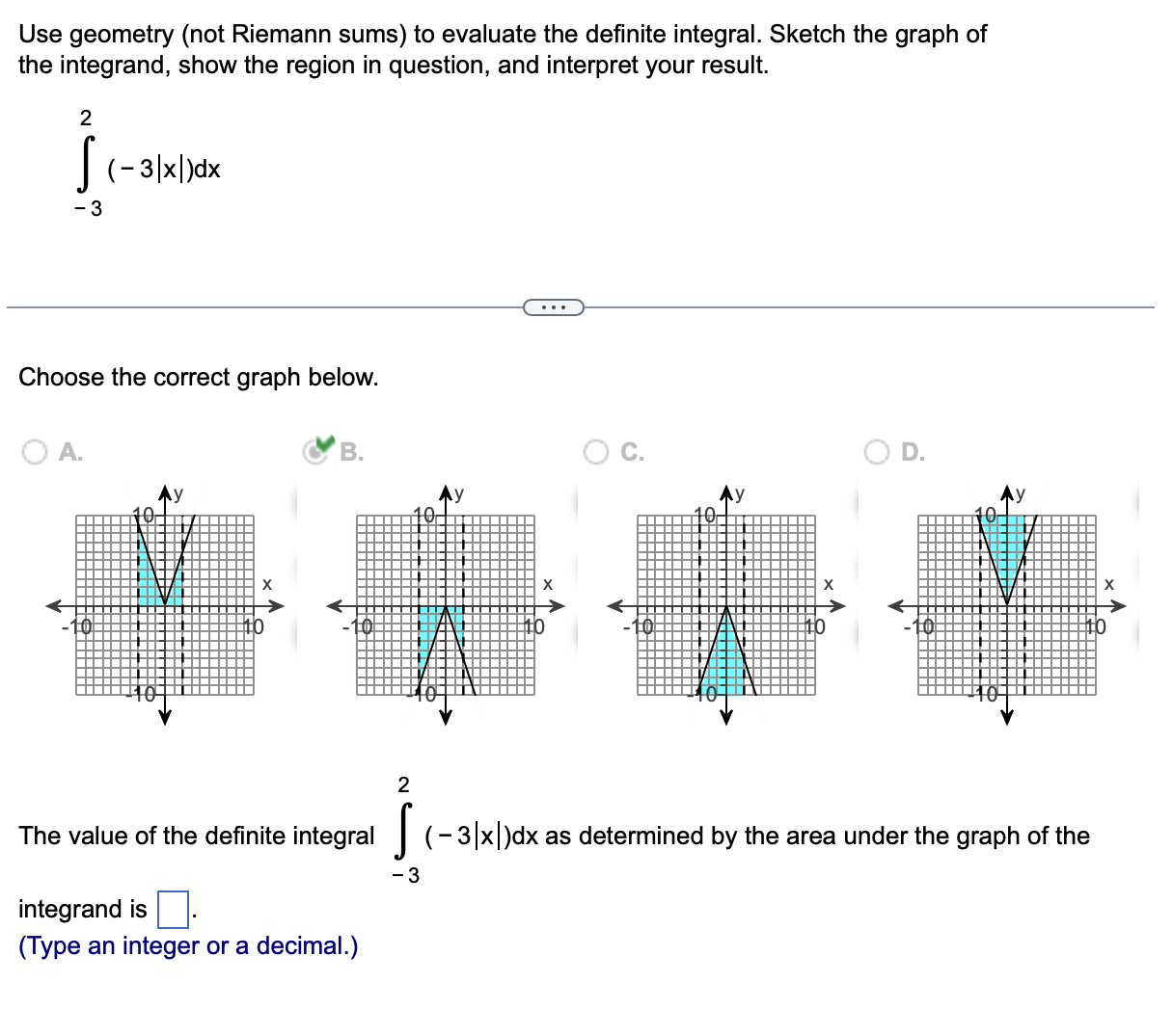 Solved Use geometry (not Riemann sums) to evaluate the | Chegg.com