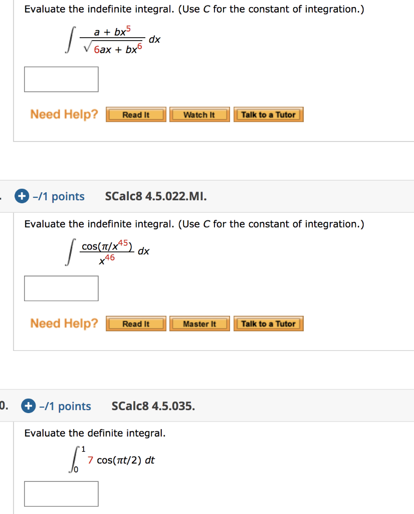 Solved Evaluate the indefinite integral. (Use C for the | Chegg.com