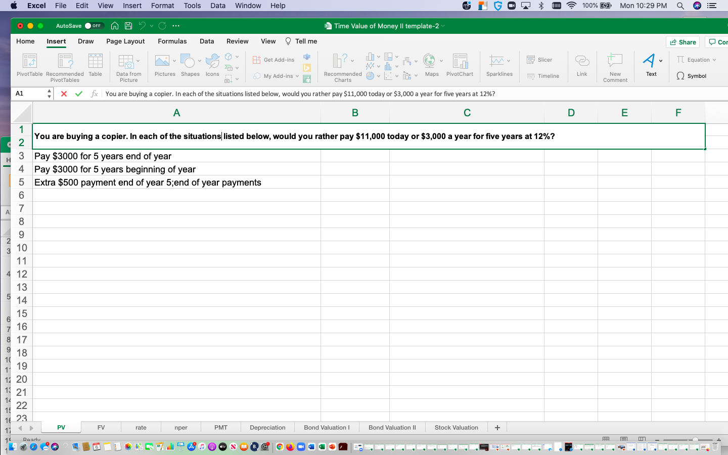 Solved Excel File Edit View Insert Format Tools Data Window | Chegg.com