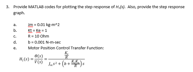 Solved 3. Provide MATLAB codes for plotting the step | Chegg.com