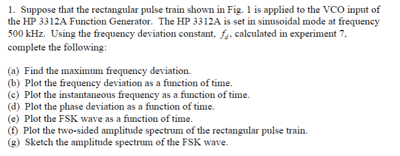 Solved 1. Suppose that the rectangular pulse train shown in | Chegg.com