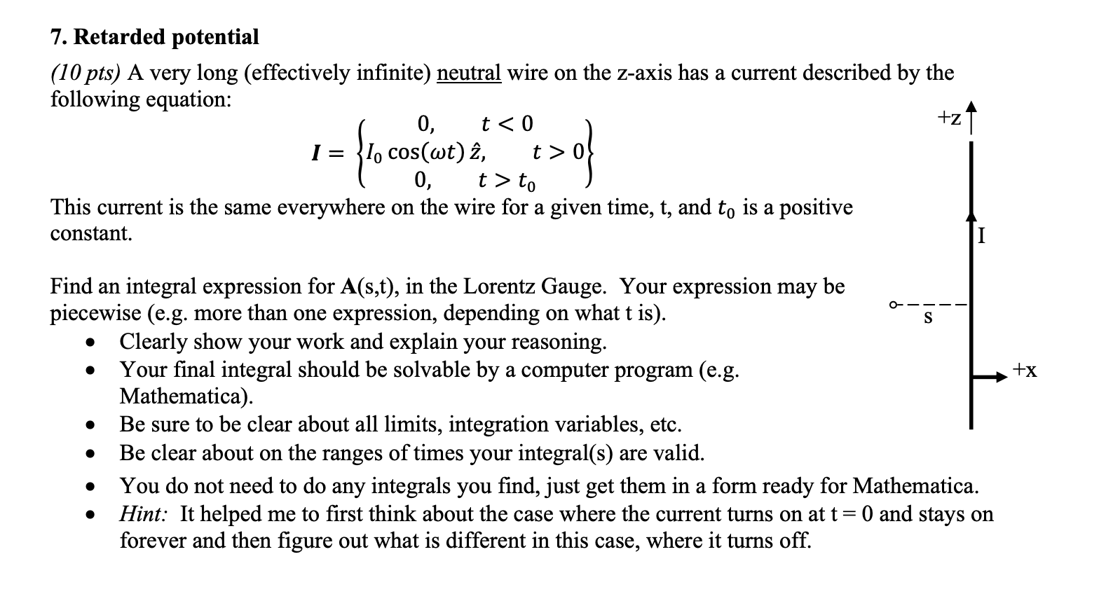 7. Retarded potential (10 pts) A very long | Chegg.com