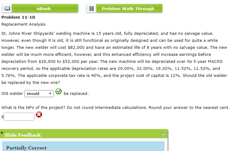Solved eBook Problem Walk-Through Problem 11-10 Replacement | Chegg.com