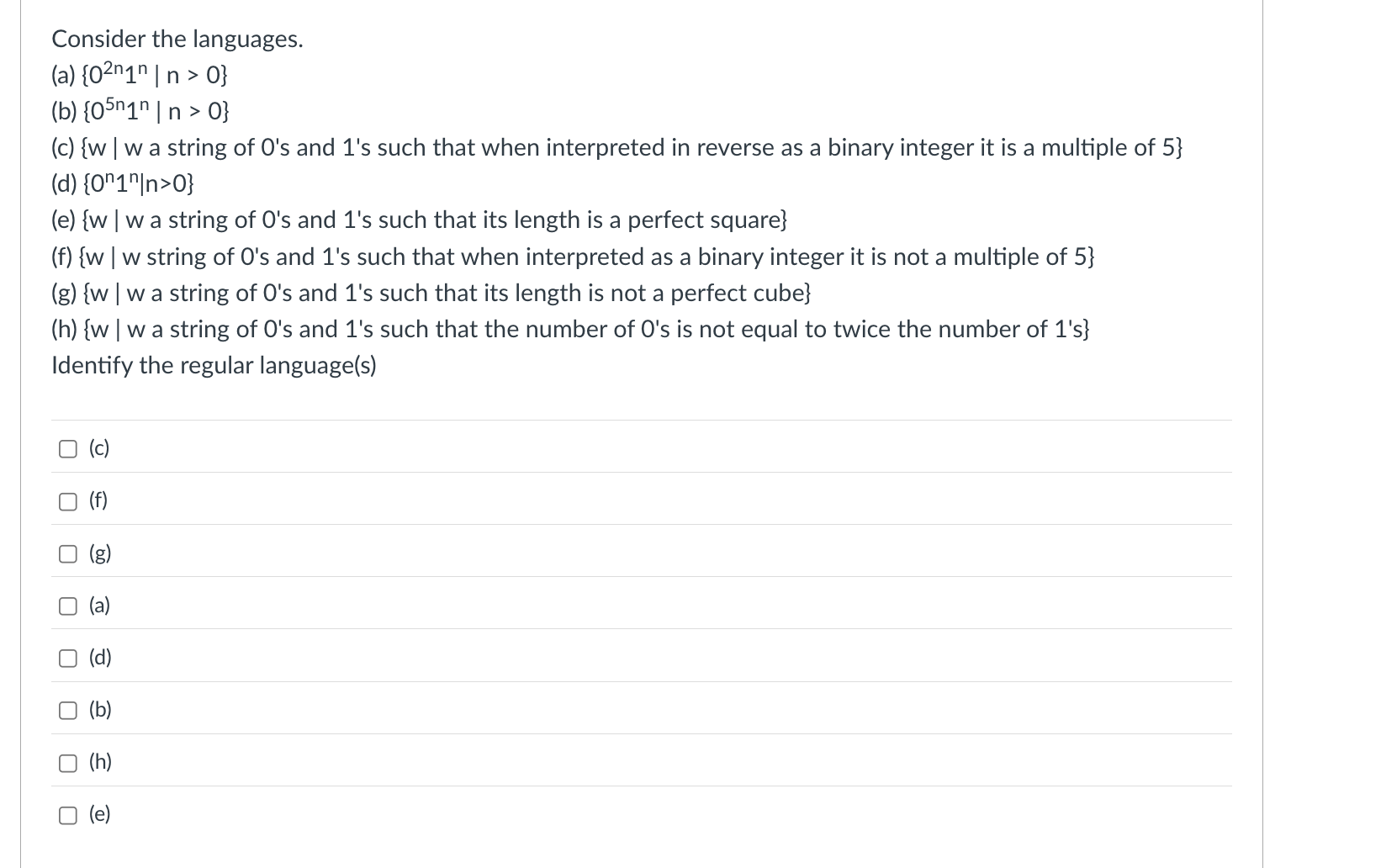 Solved Consider the languages.(a) {0^(2n)1^(n) | ﻿n | Chegg.com