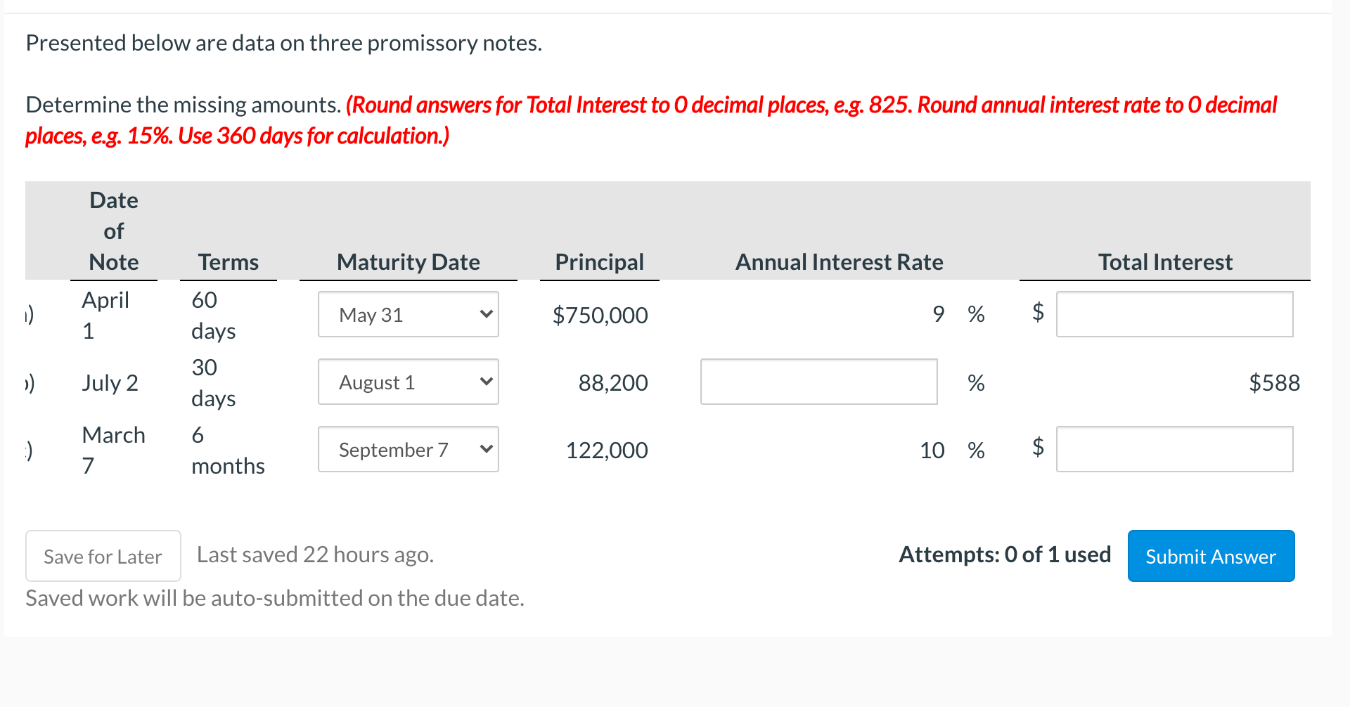 Solved Presented below are data on three promissory notes. | Chegg.com