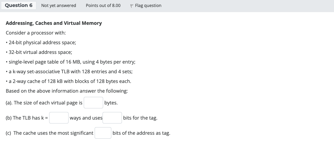 Solved Addressing, Caches and Virtual Memory Consider a | Chegg.com